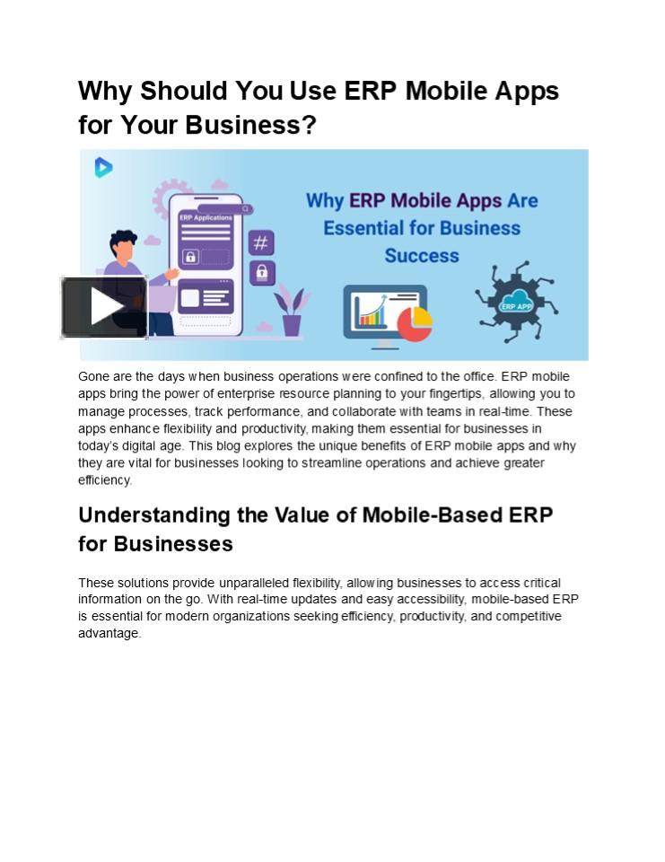 ERP Mobile Apps: Simplifying Business Operations on the Go presentation ...
