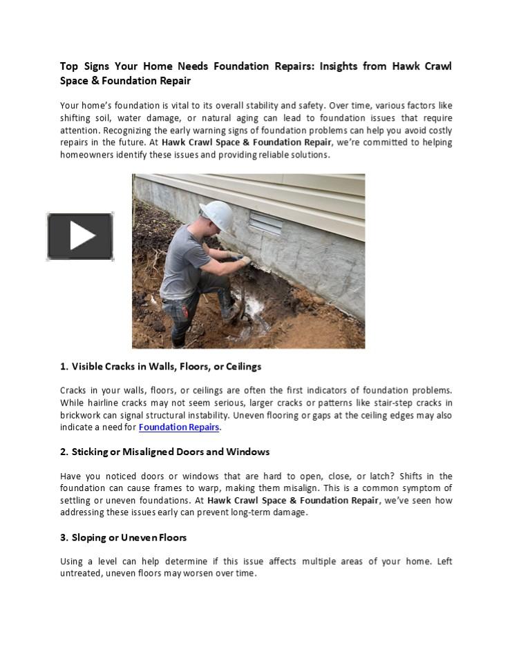 PPT – Top Signs Your Home Needs Foundation Repairs: Insights from Hawk ...