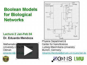 Boolean Models for Biological Networks presentation | free to view