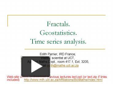 PPT – Fractals. Geostatistics. Time series analysis. PowerPoint ...