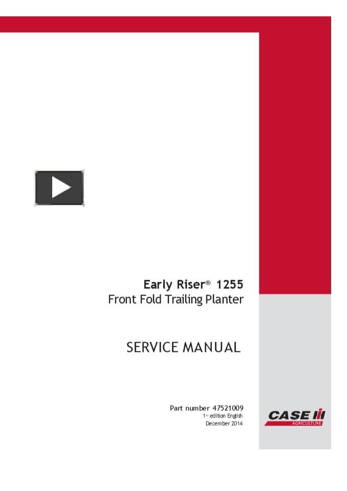 CASE IH Early Riser 1255 Front Fold Trailing Planter Service Repair ...