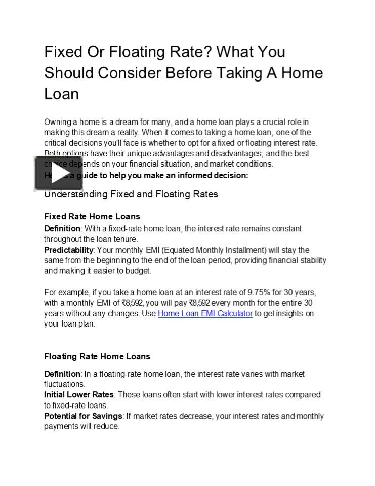 Fixed vs Floating Rate? What You Should Consider Before Taking A Home ...