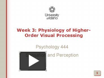 PPT – Week 3: Physiology of HigherOrder Visual Processing PowerPoint ...