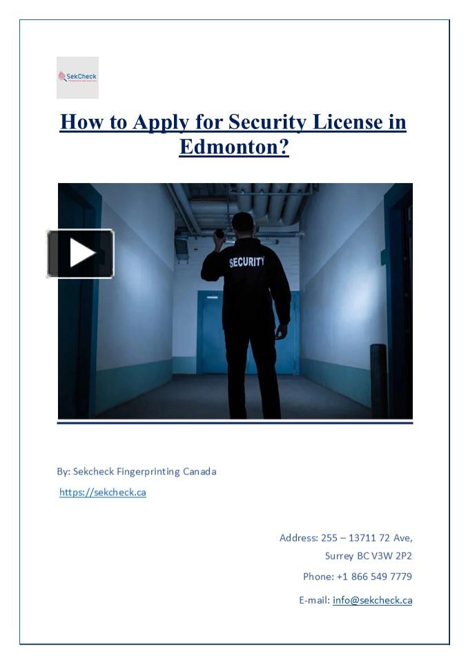 How to Apply for Security License in Edmonton? presentation | free to ...