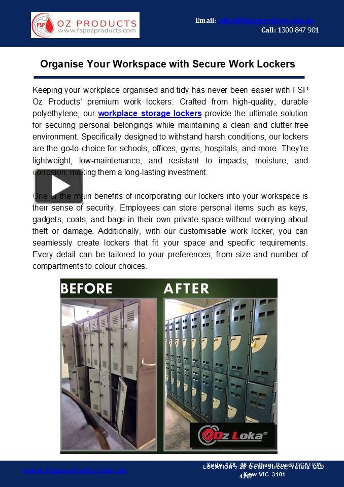Organise Your Workspace with Secure Work Lockers presentation | free to ...