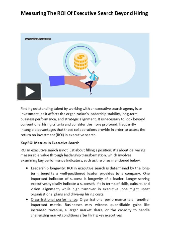 PPT – Measuring The ROI Of Executive Search Beyond Hiring PowerPoint ...