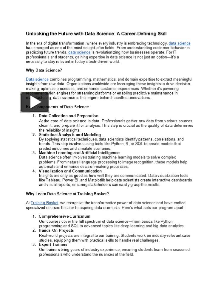 PPT – Unlock Your Future with Data Science Training and Certification ...