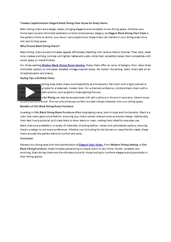 PPT – Timeless Sophistication: Elegant Black Dining Chair Styles for ...