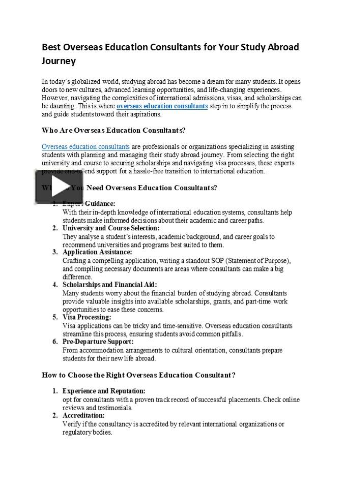 PPT – Best overseas education consultants in hyderabad PowerPoint ...