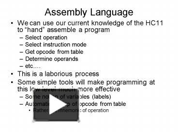 PPT – Assembly Language PowerPoint presentation | free to view - id ...