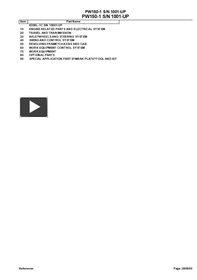 Komatsu PW150-1 Wheeled Excavator Parts Catalogue Manual Instant ...