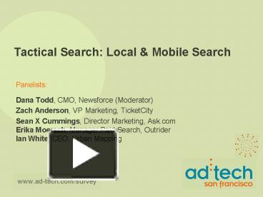 Tactical Search: Local presentation | free to view