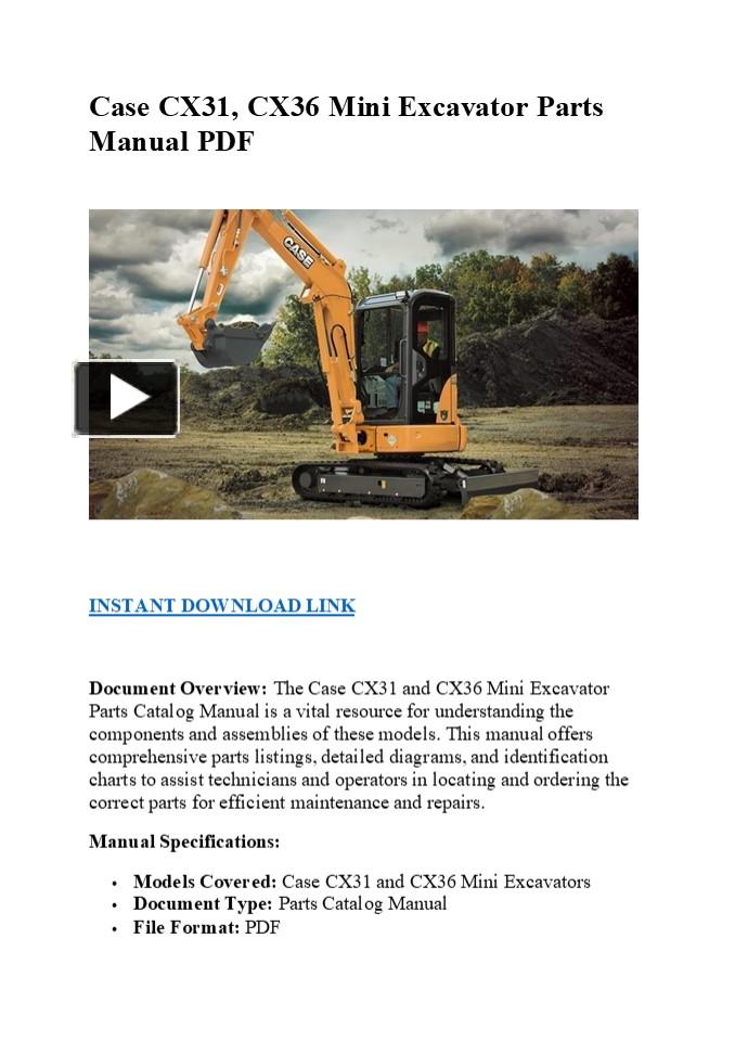 PPT – Case CX31, CX36 Mini Excavator Parts Manual PowerPoint ...
