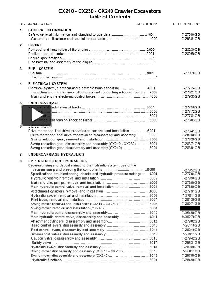 CASE CX210 CRAWLER EXCAVATOR Service Repair Manual Instant Download ...
