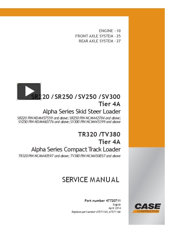 CASE TR320 Tier 4A Alpha Series Compact Track Loader Service Repair ...