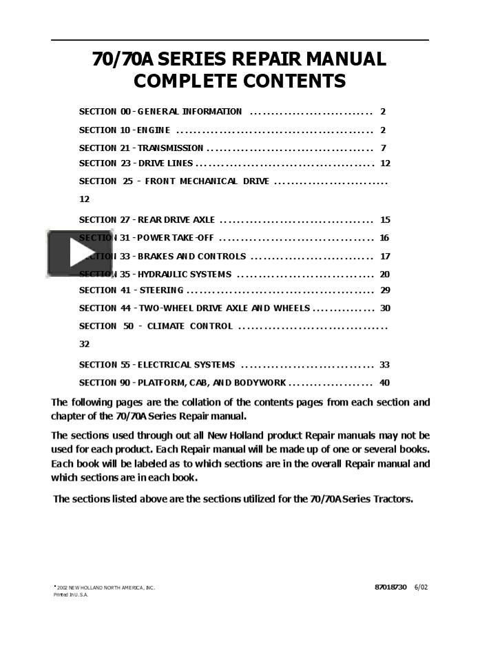 New Holland 8670A Tractor Service Repair Manual Instant Download ...