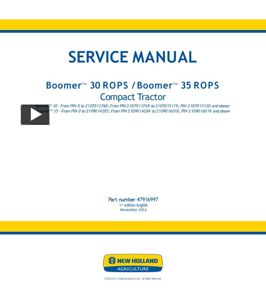 PPT – New Holland Boomer 30 ROPS Compact Tractor Service Repair Manual ...