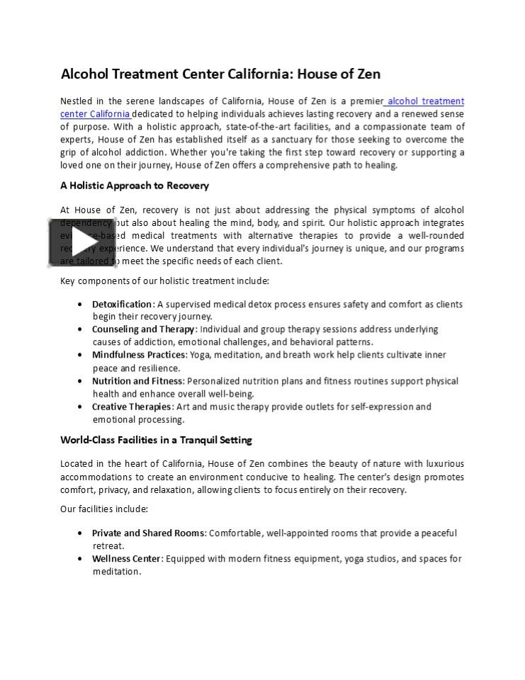PPT – Alcohol Treatment Center California: House of Zen PowerPoint ...