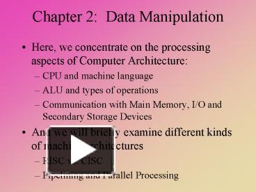 Chapter 2: Data Manipulation presentation | free to view