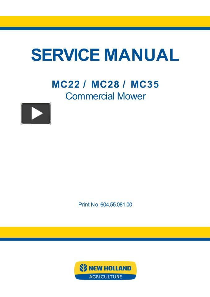 New Holland MC35 Commercial Mower Service Repair Manual Instant ...