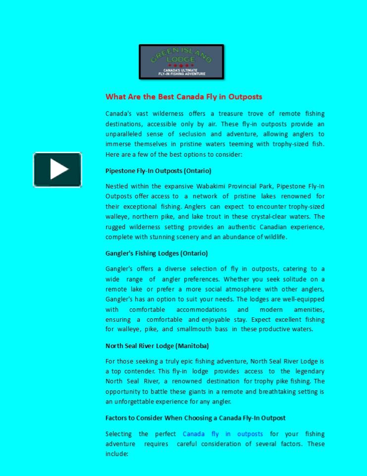 PPT – What Are the Best Canada Fly in Outposts PowerPoint presentation ...