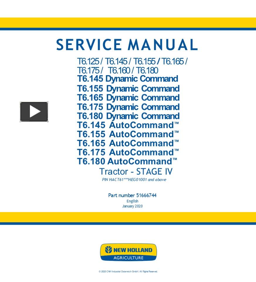 PPT – New Holland T6.145 Dynamic Command STAGE IV Tractor Service ...