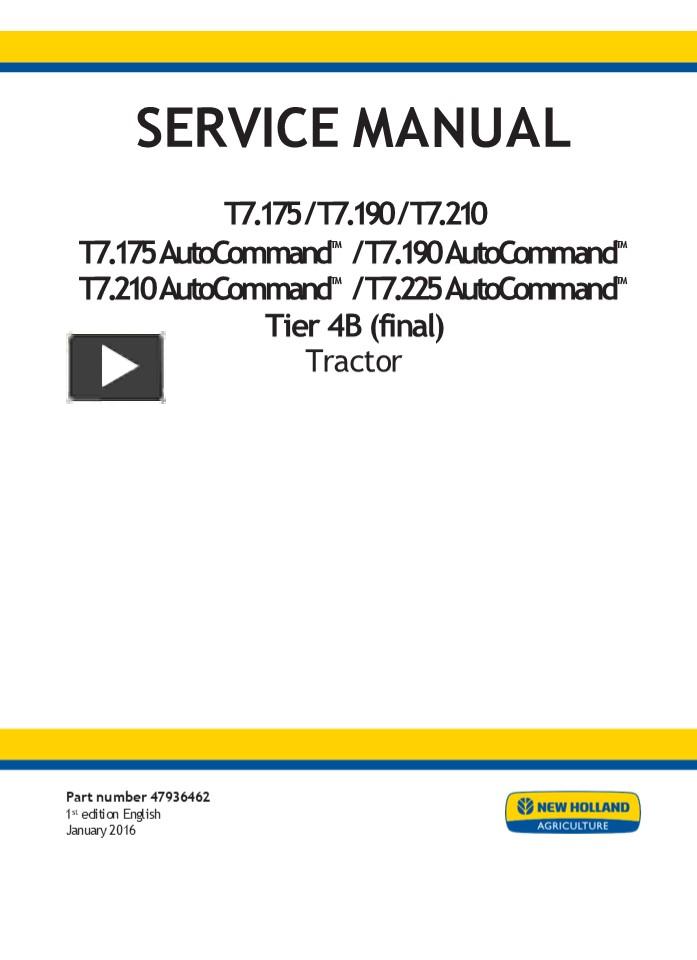 PPT – New Holland T7.210 AutoCommand™ Tier 4B (final) Tractor Service ...