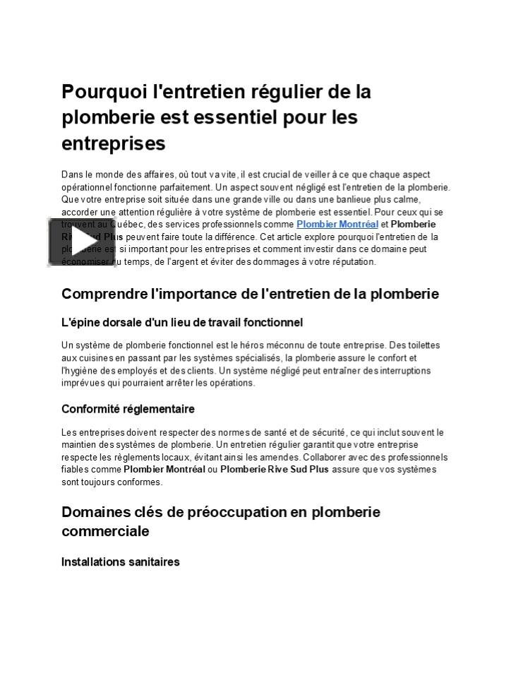 PPT – Pourquoi l'entretien régulier de la plomberie est essentiel pour ...
