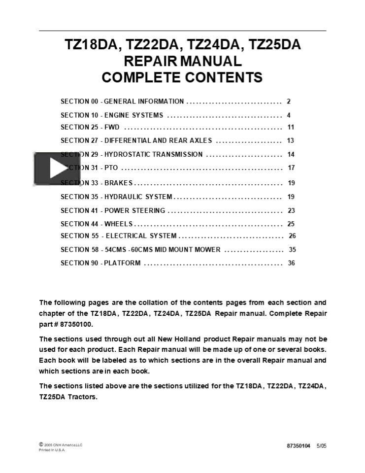 PPT – New Holland TZ24DA Tractor Service Repair Manual Instant Download ...