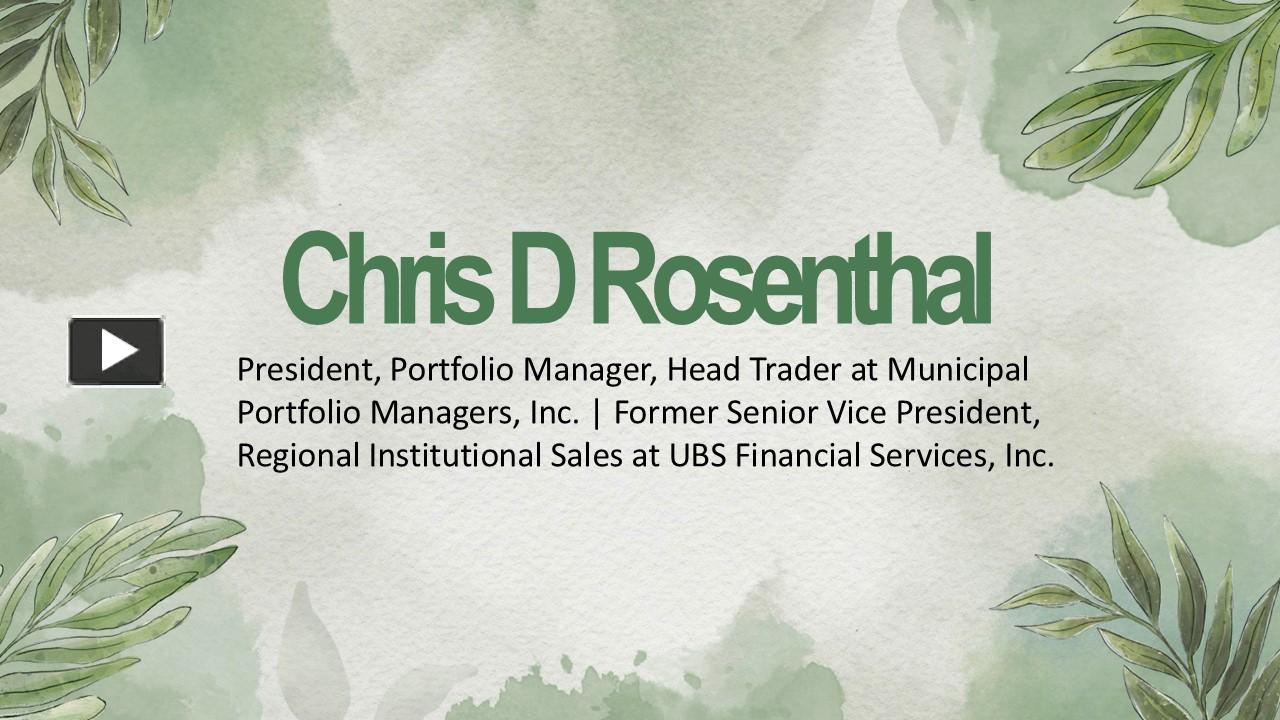 PPT – Chris D Rosenthal - A Creative Luminary From Novelty, Ohio ...