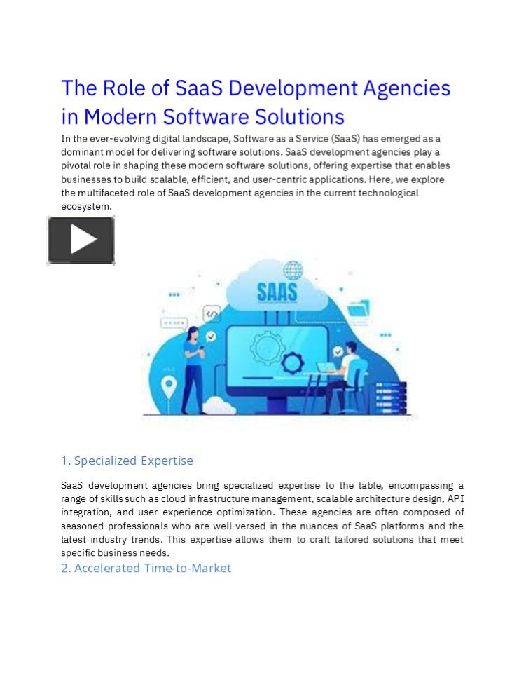 PPT – The Role of SaaS Development Agencies in Modern Software ...