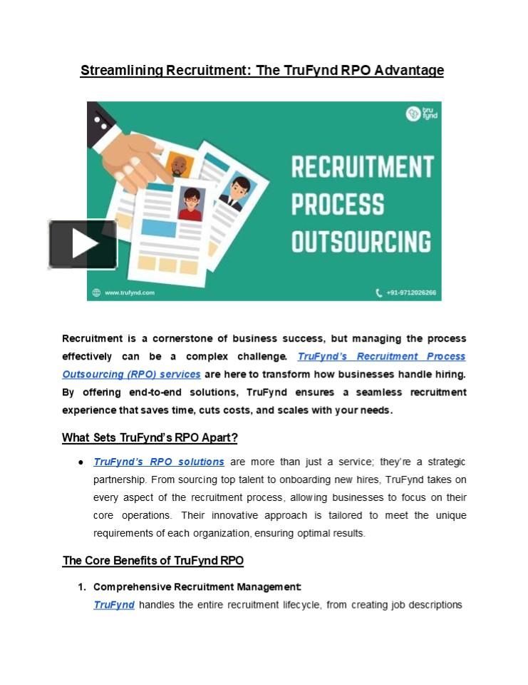 PPT – Streamlining Recruitment: The TruFynd RPO Advantage PowerPoint ...