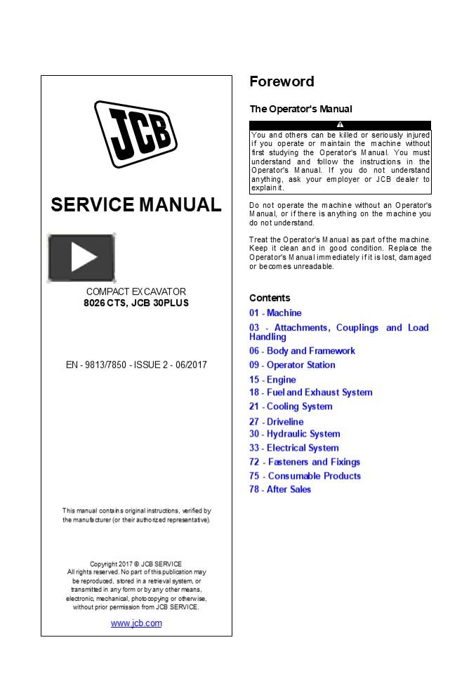 PPT – JCB 8026 CTS, JCB 30PLUS Compact Excavator Service Repair Manual ...