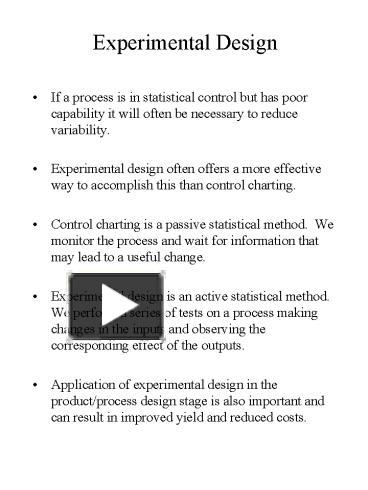 Experimental Design presentation | free to view