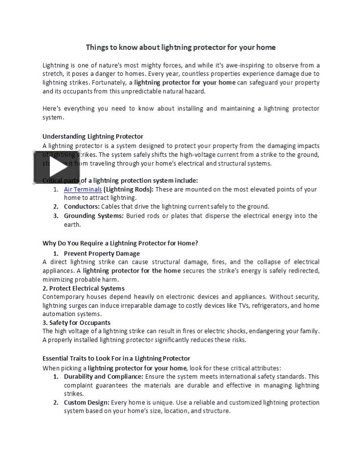 PPT – Things to know about lightning protector for your home PowerPoint ...