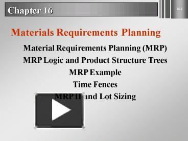 Materials Requirements Planning presentation | free to view