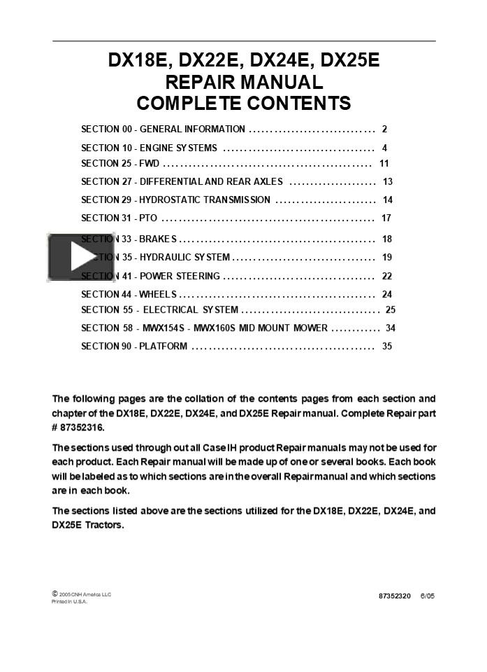 CASE IH DX24E Tractor Service Repair Manual Instant Download ...
