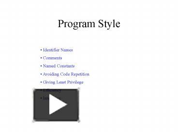 Program Style presentation | free to download
