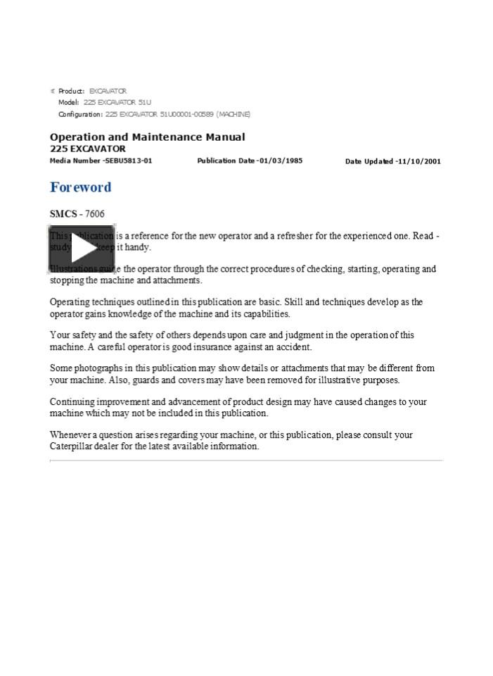 PPT – Caterpillar CAT 225 EXCAVATOR (51U00001-00589) Operation and ...