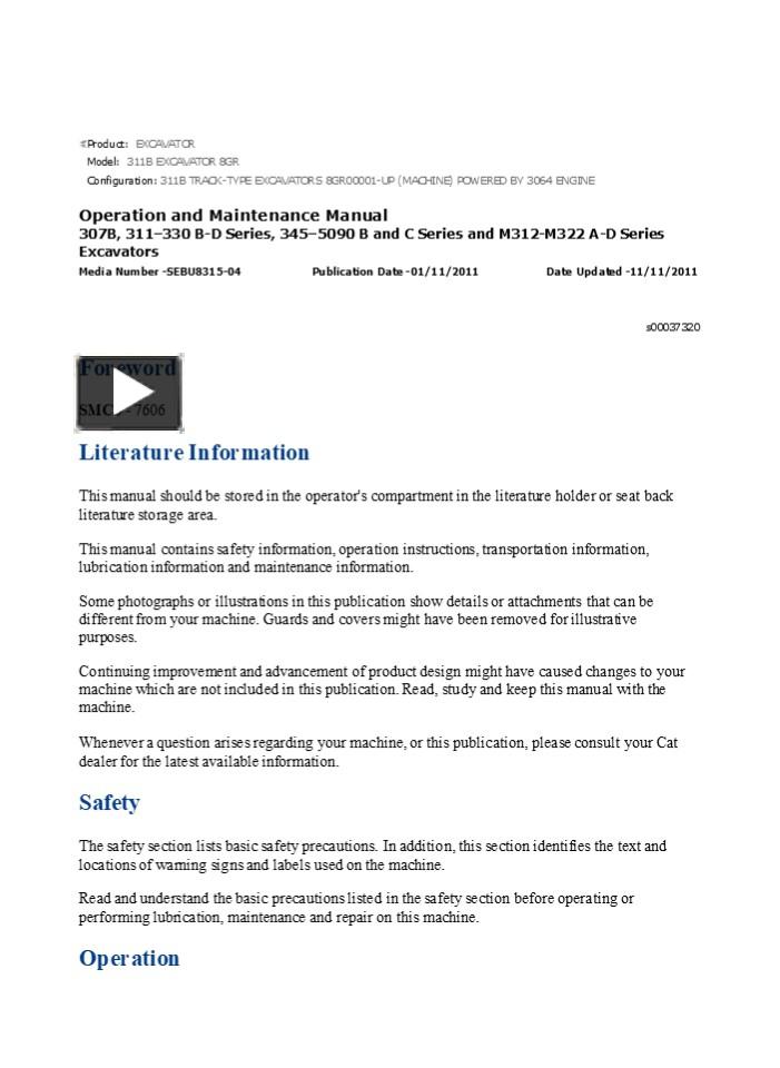 PPT – Caterpillar CAT 311B EXCAVATOR (8GR00001-UP) Operation and ...