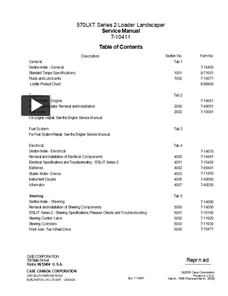 CASE 570LXT Series 2 Loader Landscaper Service Repair Manual Instant ...