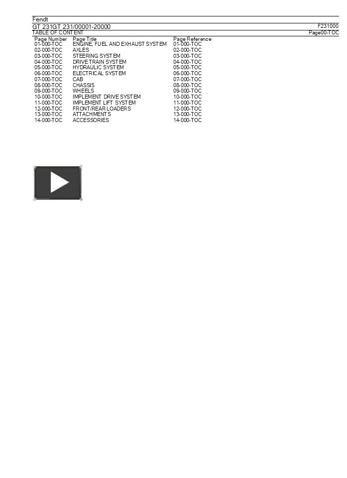 Fendt GT 231GT 23100001-20000 Tractor Parts Catalogue Manual Instant ...