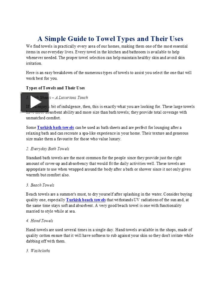 A Simple Guide to Towel Types and Their Uses presentation | free to ...