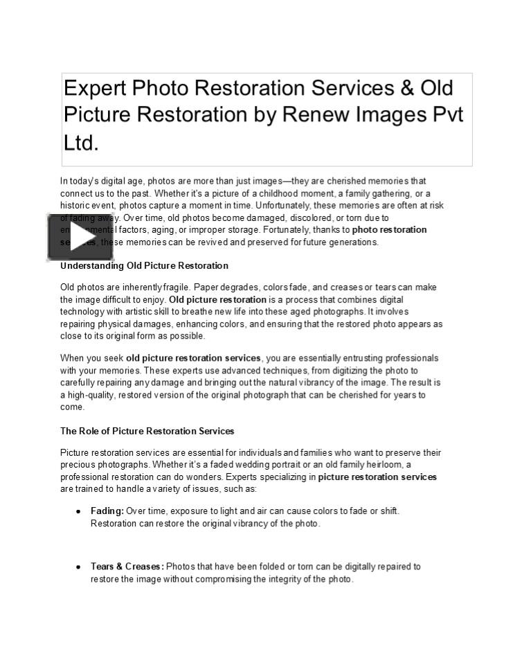 PPT – Expert Photo Restoration Services & Old Picture Restoration by ...