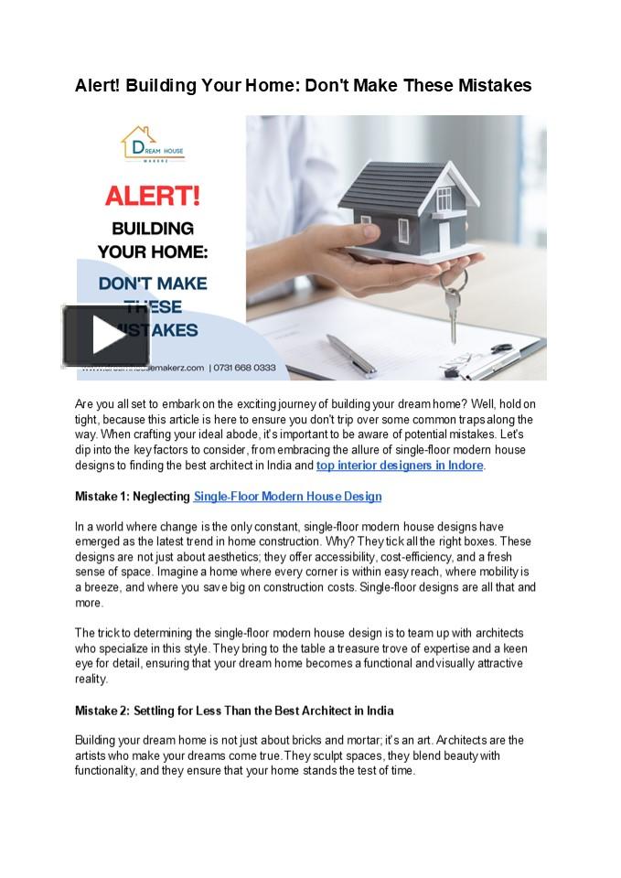 PPT – Alert! Building Your Home: Don't Make These Mistakes PowerPoint ...