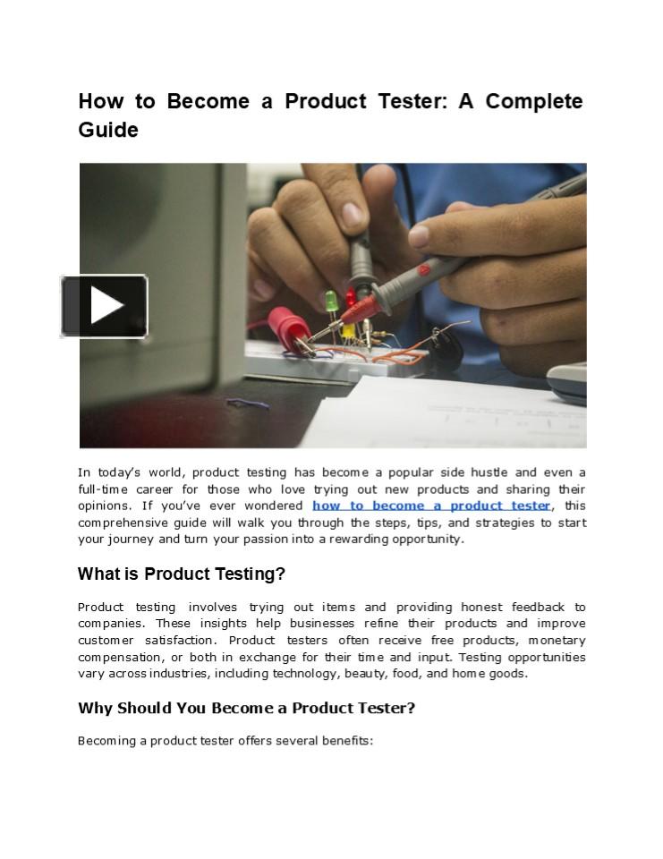 How to Become a Product Tester: Your Complete Guide presentation | free ...