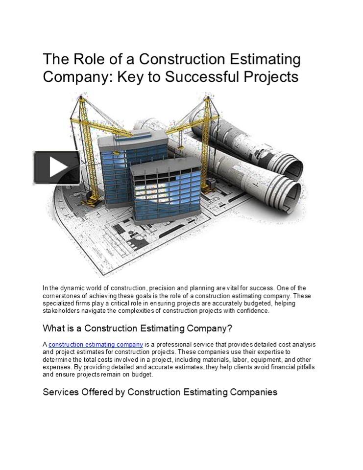 PPT – The Role of a Construction Estimating Company PowerPoint ...