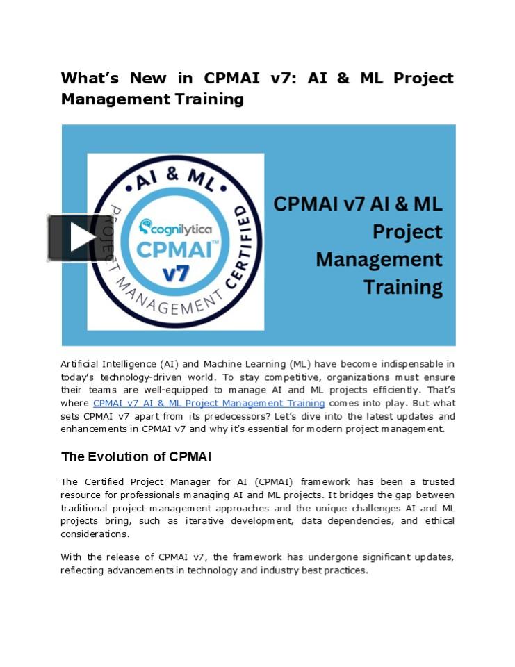 PPT – What's New in CPMAI v7 AI & ML Project Management Training ...