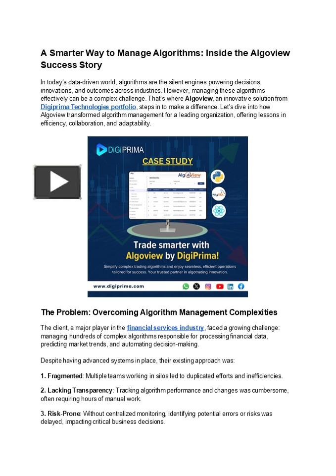 PPT – A Smarter Way to Manage Algorithms: Inside the Algoview Success ...