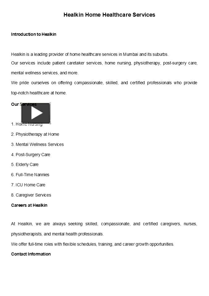 PPT – Mumbai, Nursing Care Ab Ghar Pe! Healkin Hai Na! PowerPoint ...